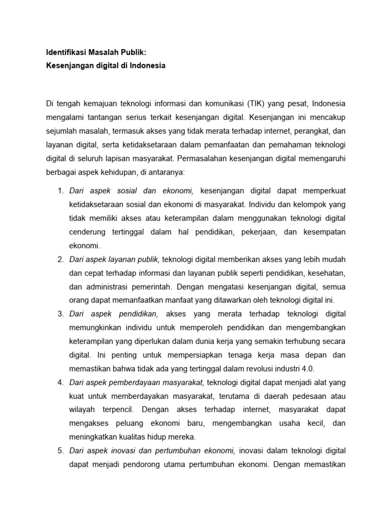 Opsi 2 - Kesenjangan Digital | PDF