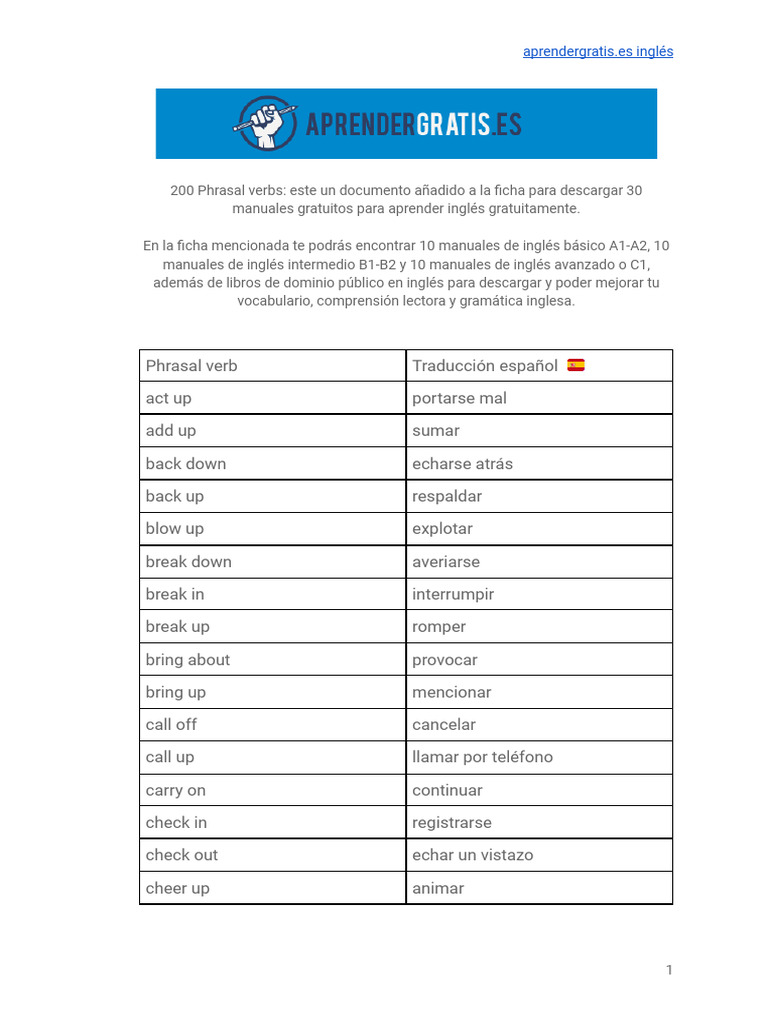 08 200 Phrasal Verbs (Se Irá Ampliando) | PDF