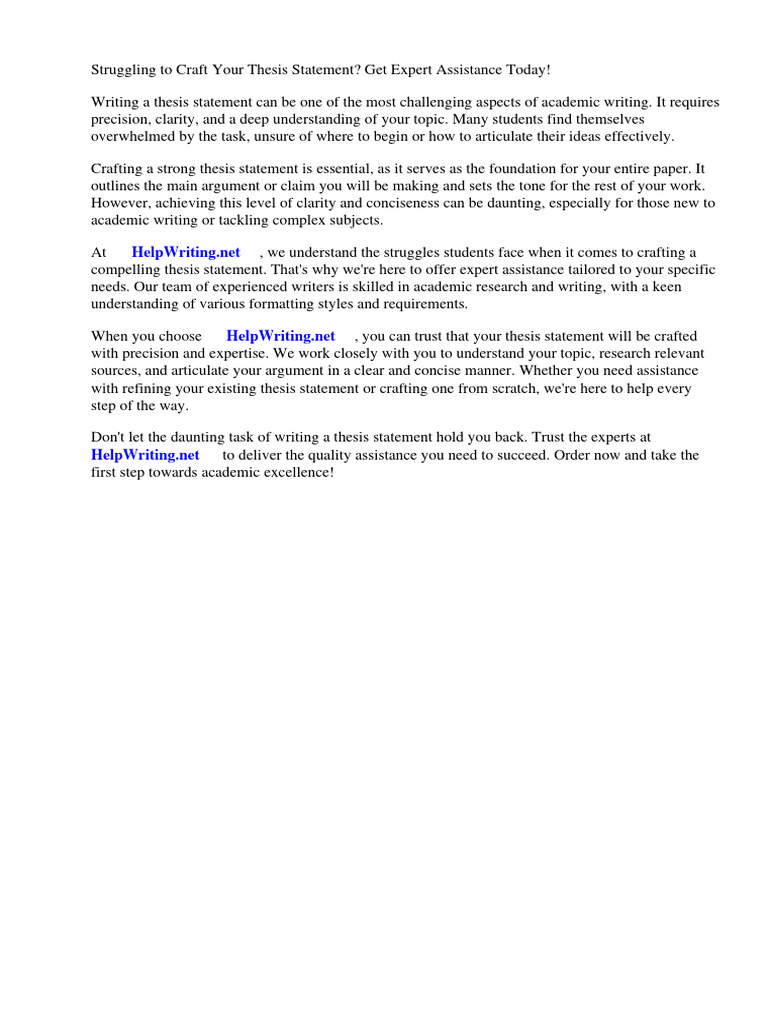 Thesis Statement Format Example | PDF | Essays | Thesis