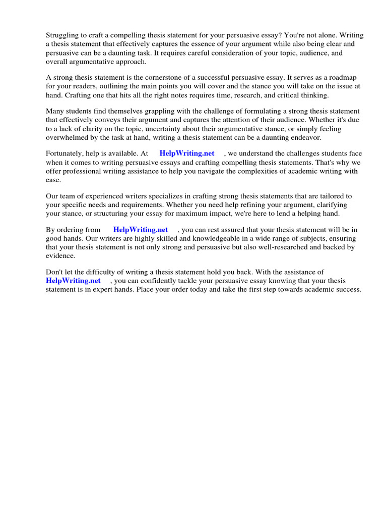 Examples of Strong Thesis Statements For Persuasive Essays | PDF ...