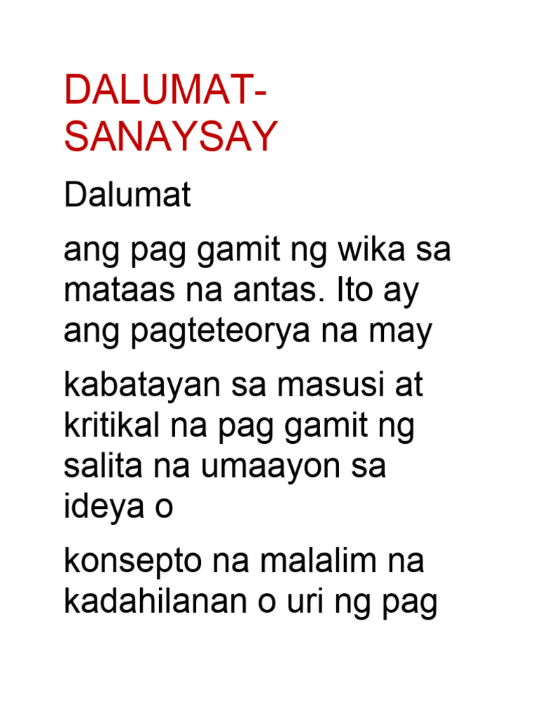 PAGSULAT NG DALUMAT-SANAYSAY | PDF PAGSULAT NG DALUMAT-SANAYSAY | PDF
