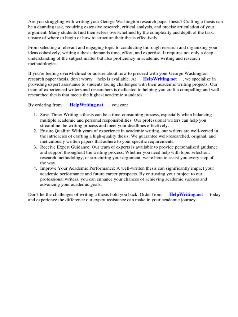 George Washington Research Paper Thesis | PDF