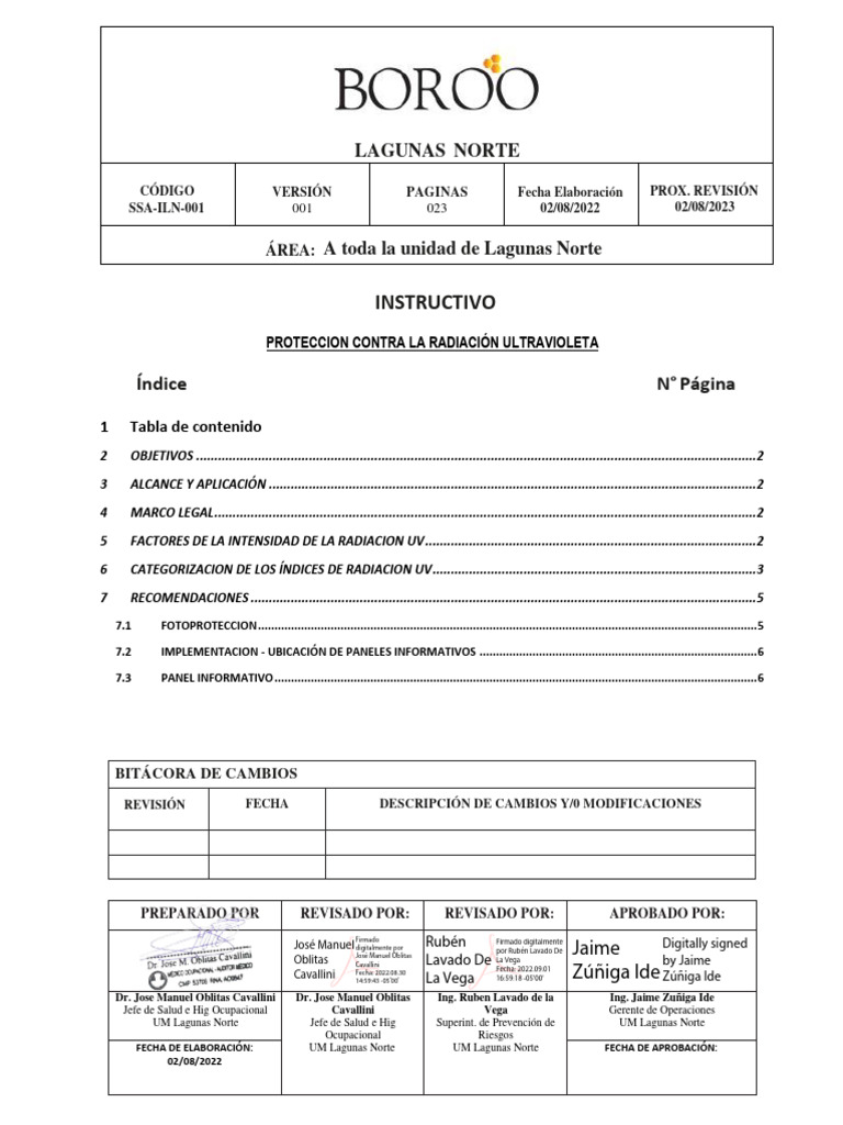 Ssa-Iln-001 Instructivo - Proteccion Contra La Radiacion Uv | PDF