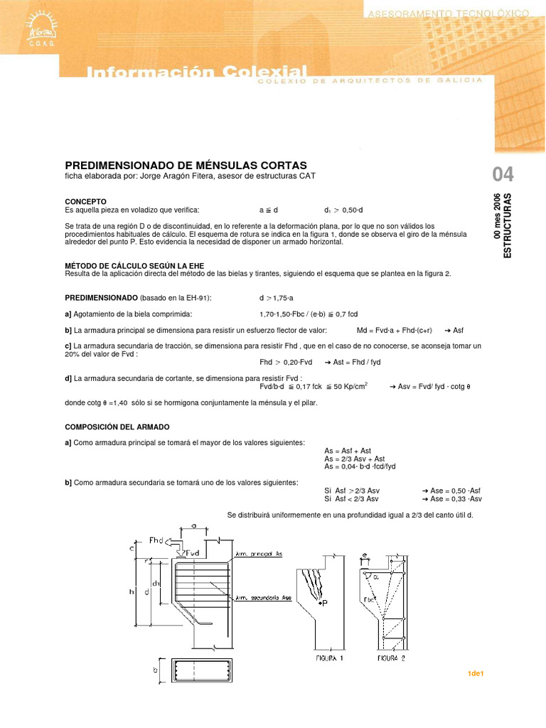 Dimensionamiento de Mensulas Cortas | PDF