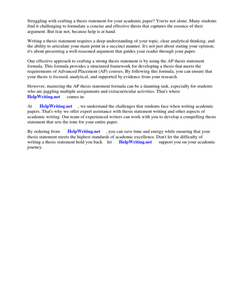 AP Thesis Statement Formula | Download Free PDF | Essays | Thesis