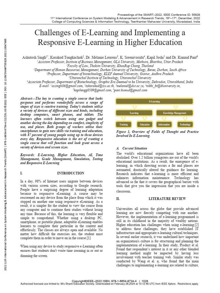 Challenges of E-Learning and Implementing A Responsive E-Learning in Higher Education | PDF ...