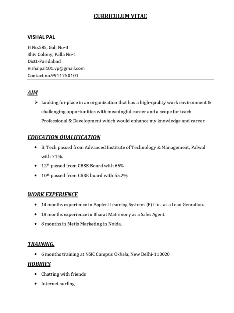 Vishal Pal Resume | PDF