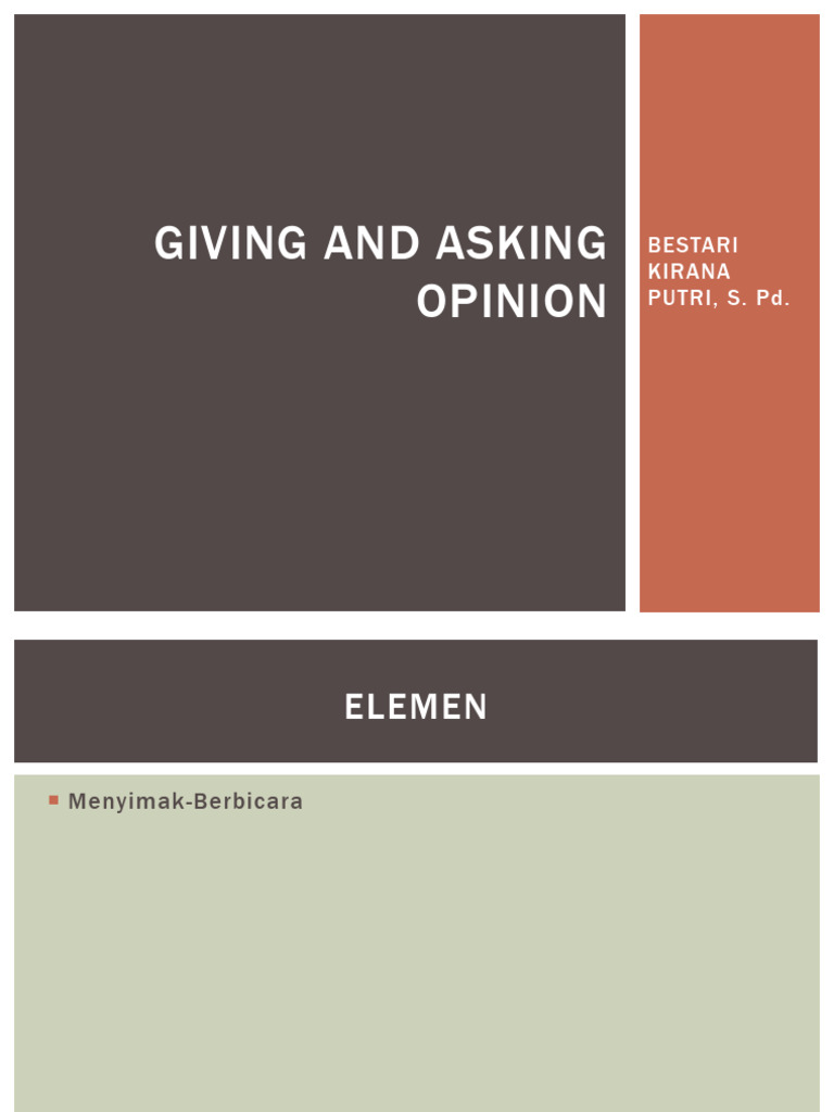 Giving and Asking Opinion Kelas X | PDF