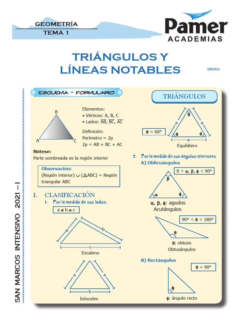 G - 1 (Triangulos y Lineas Notables) | PDF | Triángulo | Geometría Elemental