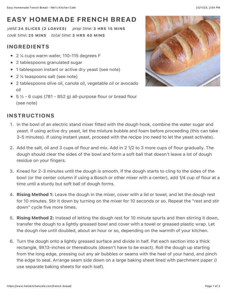 Easy Homemade French Bread | PDF | Breads | Flour