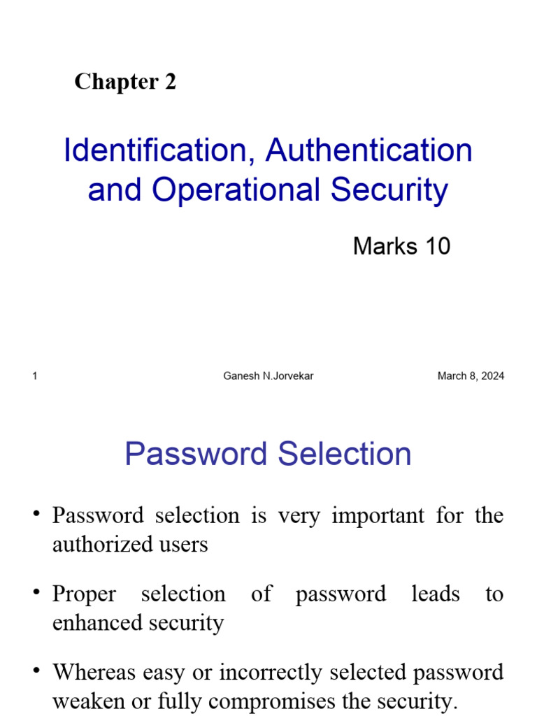 Chapter 2.identificatin, Authenticaiton, and Operational Security | PDF | Biometrics | Computer ...