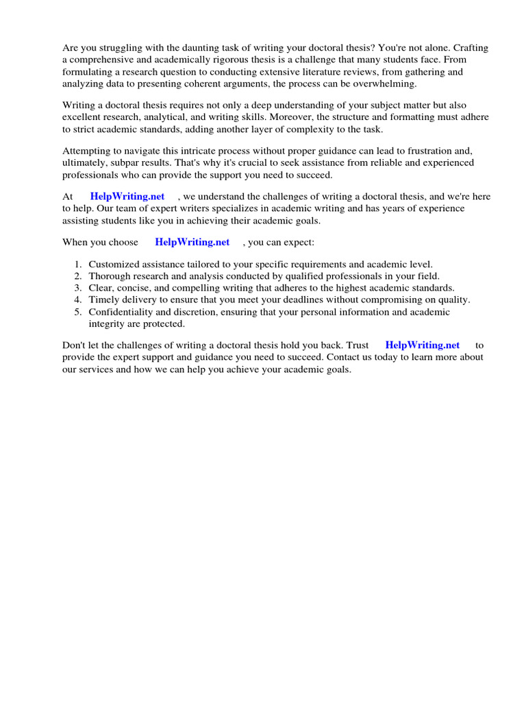 How To Write A Doctoral Thesis | PDF | Thesis | Ligand (Biochemistry)