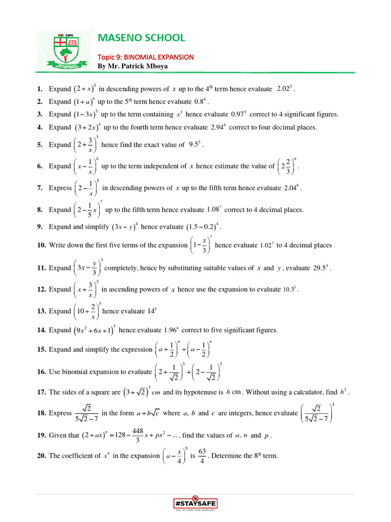 Binomial Expansion | PDF | Significant Figures | Number Theory