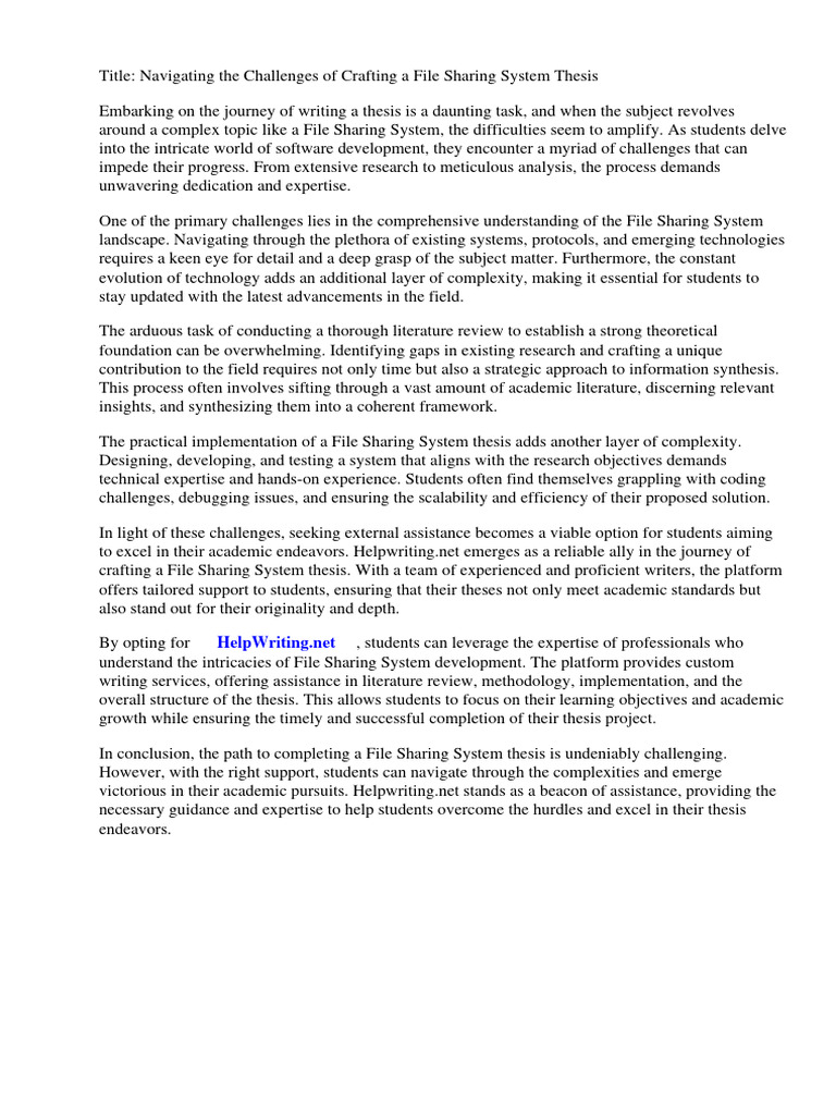 File Sharing System Thesis | PDF