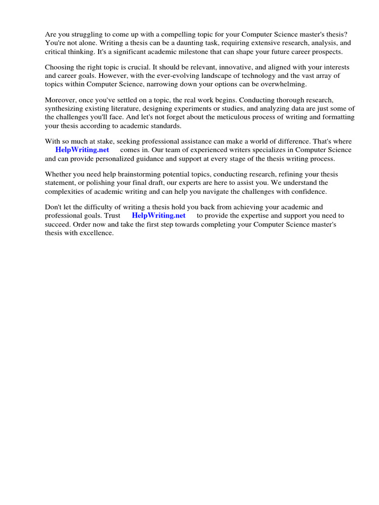 Computer Science Masters Thesis Topics | PDF | Computers