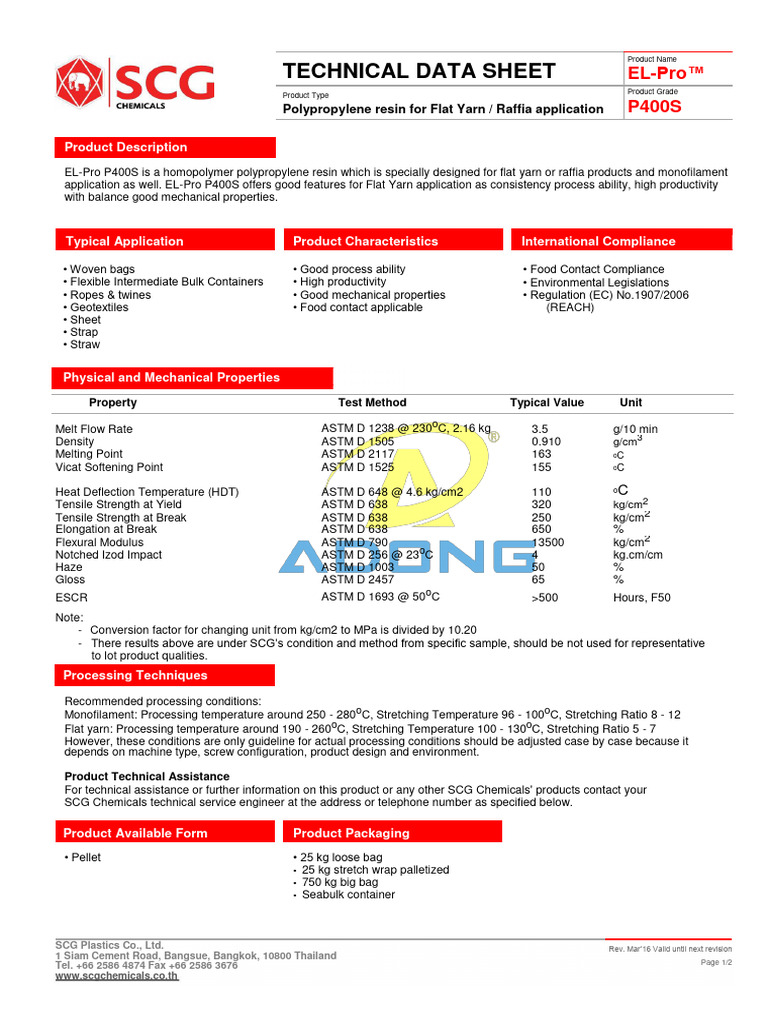 3_1_1_ PP YARN 28 - P400S - SCG- TDS | PDF