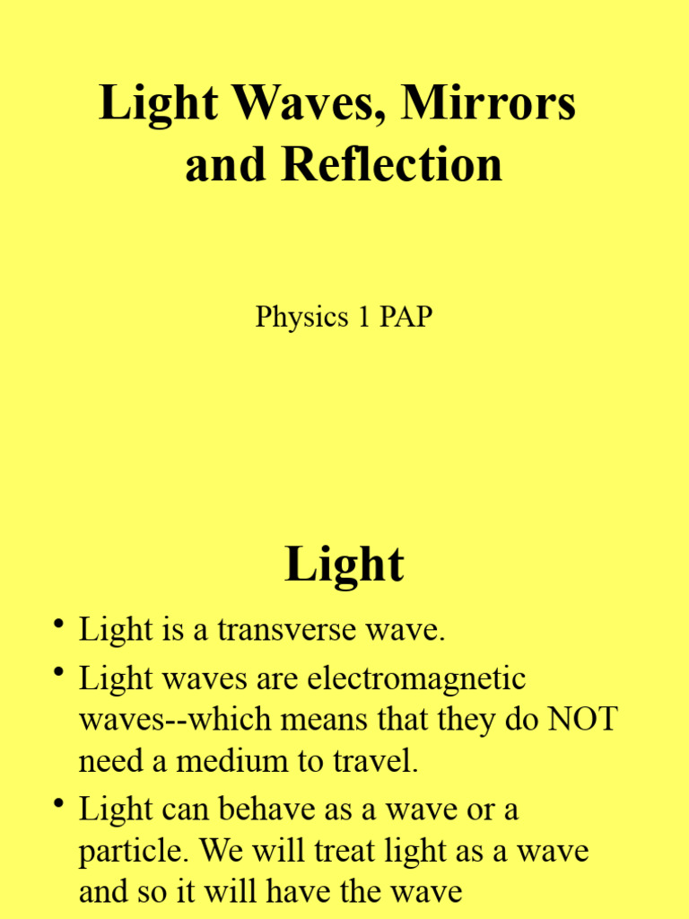 Powerpoint - PAP - Light Waves Reflection and Mirrors | PDF ...