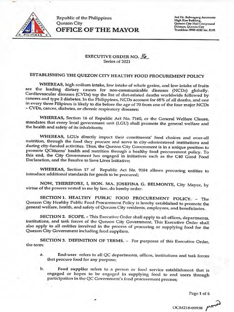 EO-HPFP - Quezon City | PDF