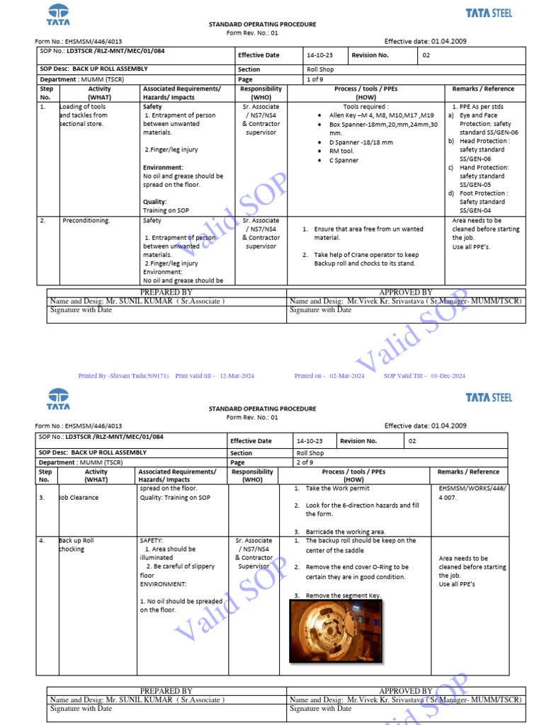 84 Backup Roll Assembly | PDF