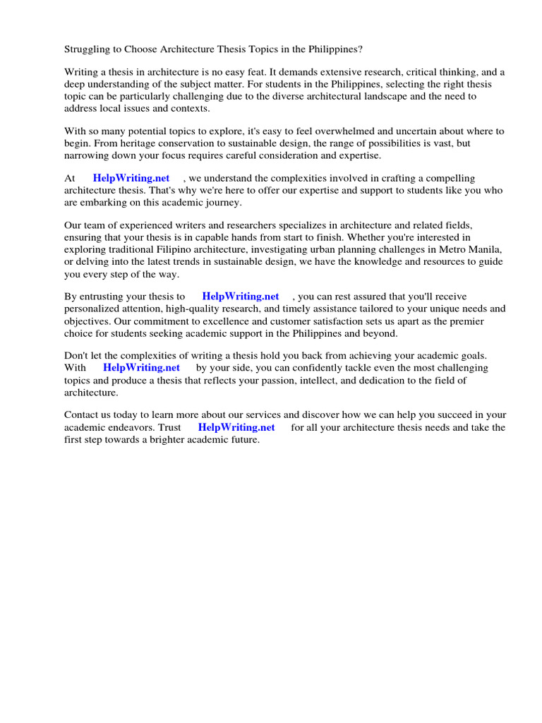 Architecture Thesis Topics List Philippines | PDF | Thesis ...