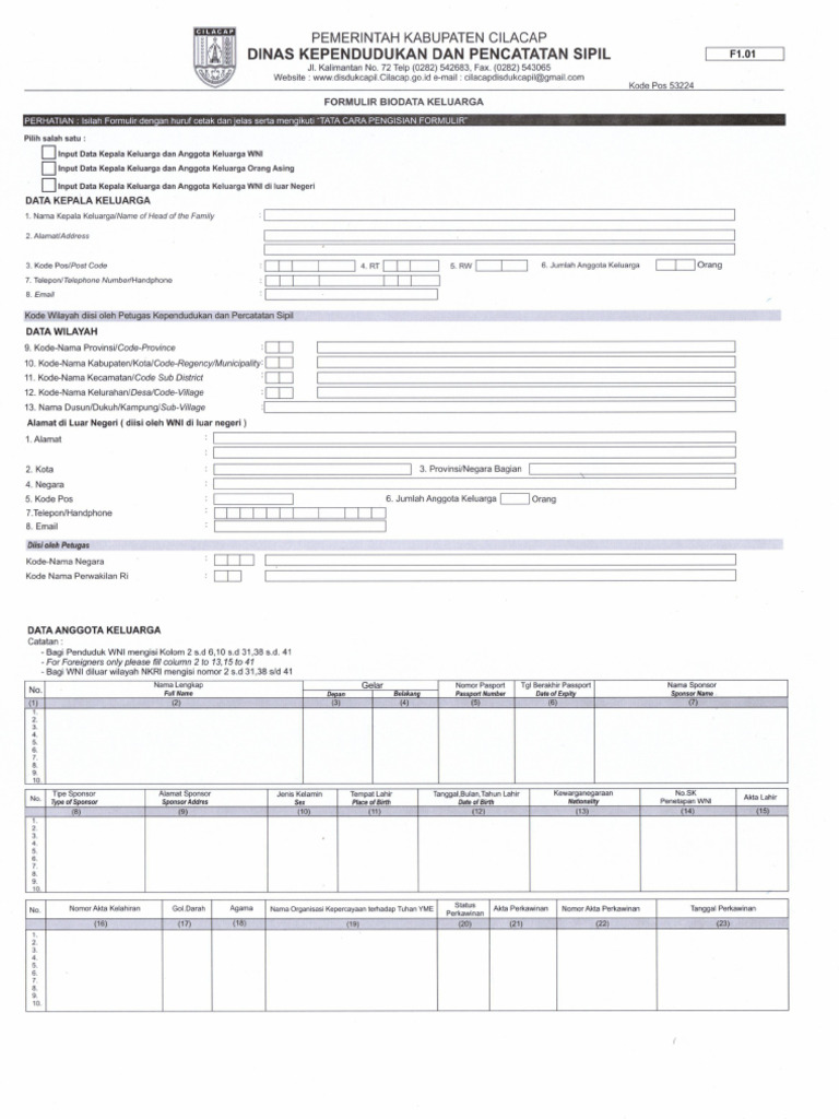 Formulir F1-01 | PDF