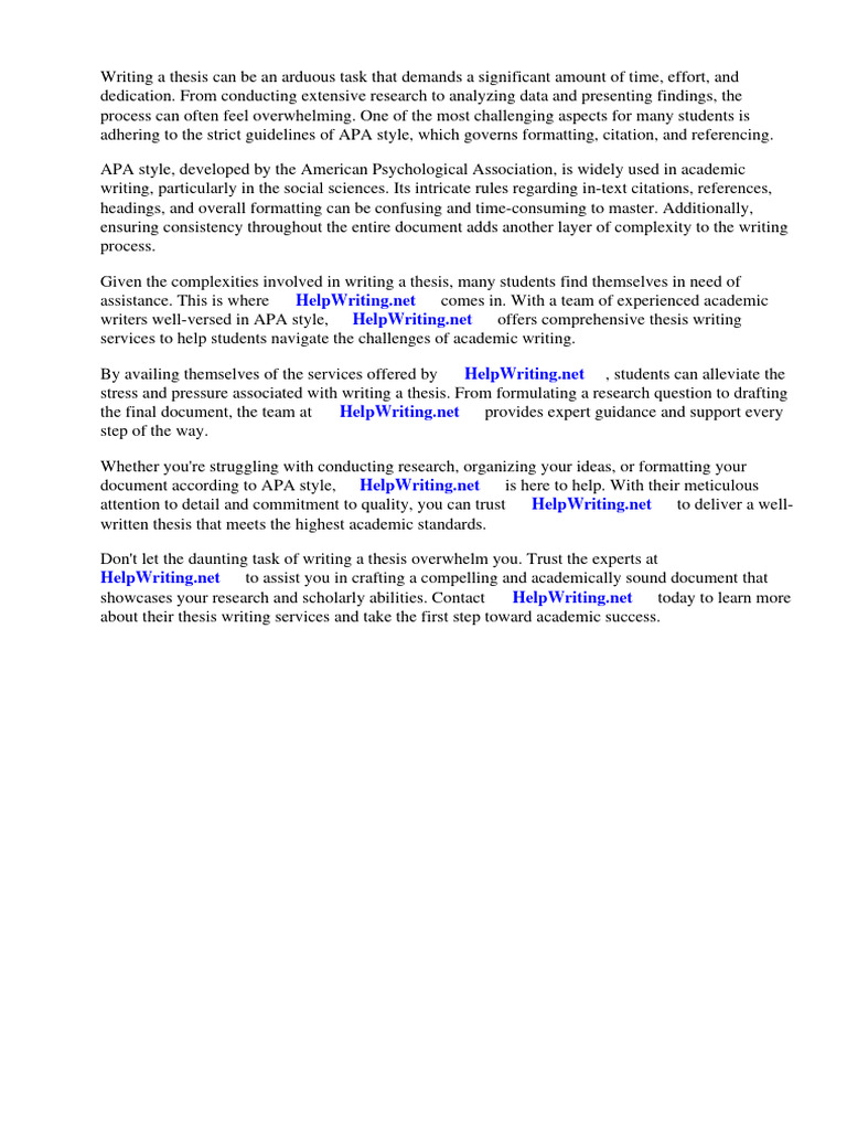 Thesis With Apa Style | PDF