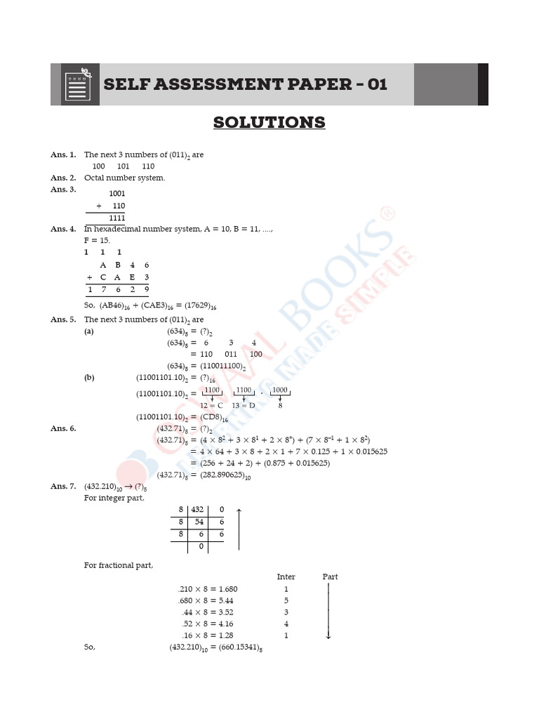 B1653480333hoswaal ISC 11th Computer Science - Self Assessment Paper-1 | PDF