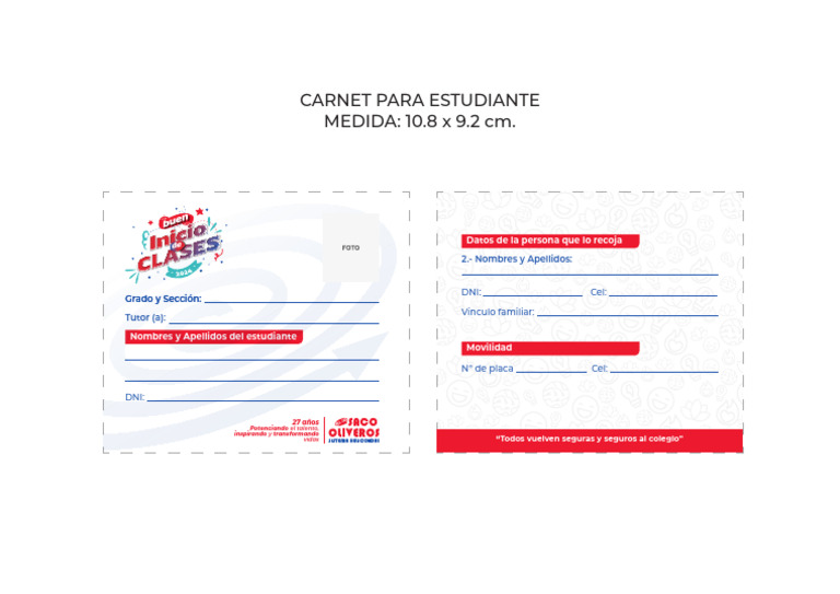 Carnet Estudiantil para Imprimir | PDF