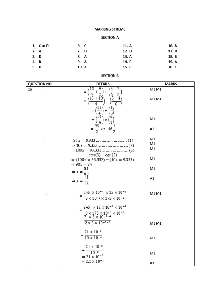 Marking Scheme | PDF