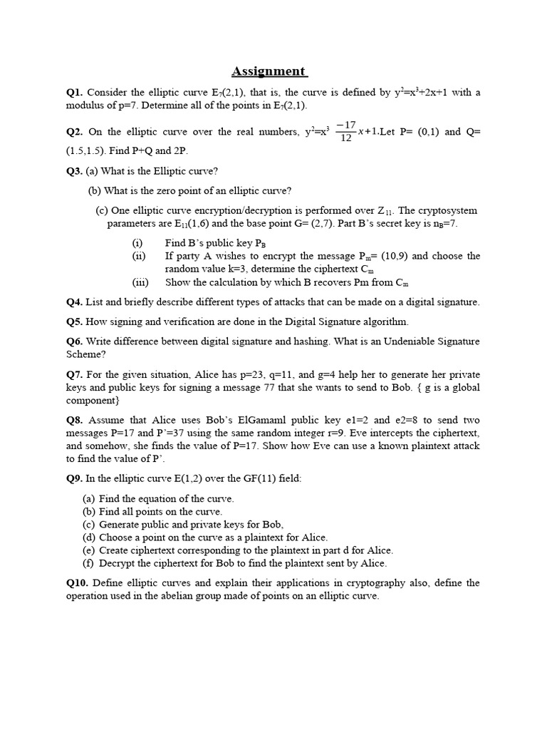 Elliptic Curve Cryptography Assignment | PDF | Teaching Methods & Materials