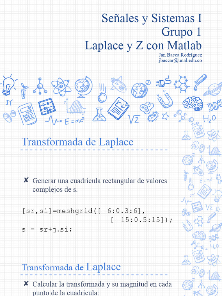 Laplace y Z Con Matlab | PDF | Ecuaciones | Análisis matemático