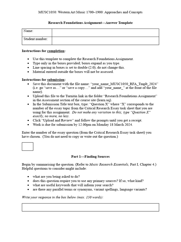 Research Foundations Assessment Template 2024 | PDF