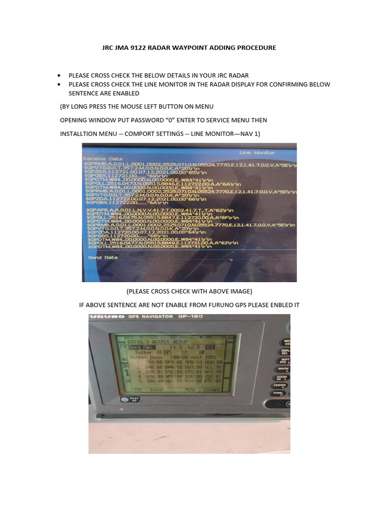 JRC JMA 9122 RADAR WAYPOINT ADDING PROCEDURE | PDF