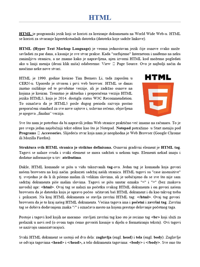 HTML 1 - Struktura Programa | PDF