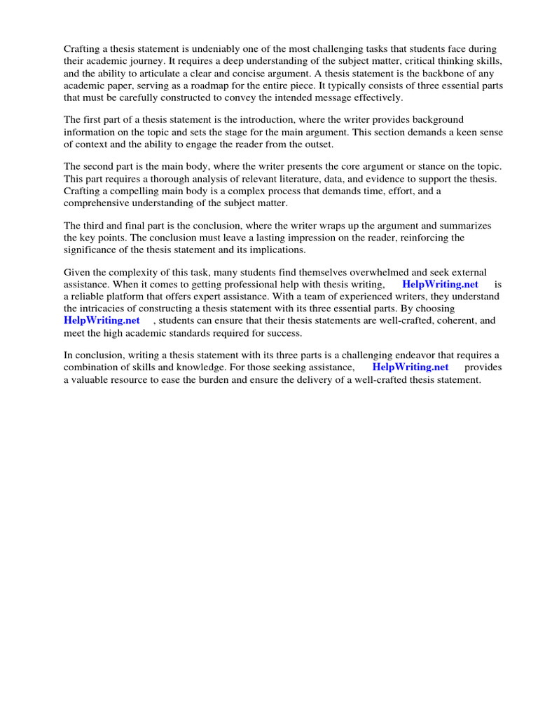 Thesis Statement 3 Parts | PDF
