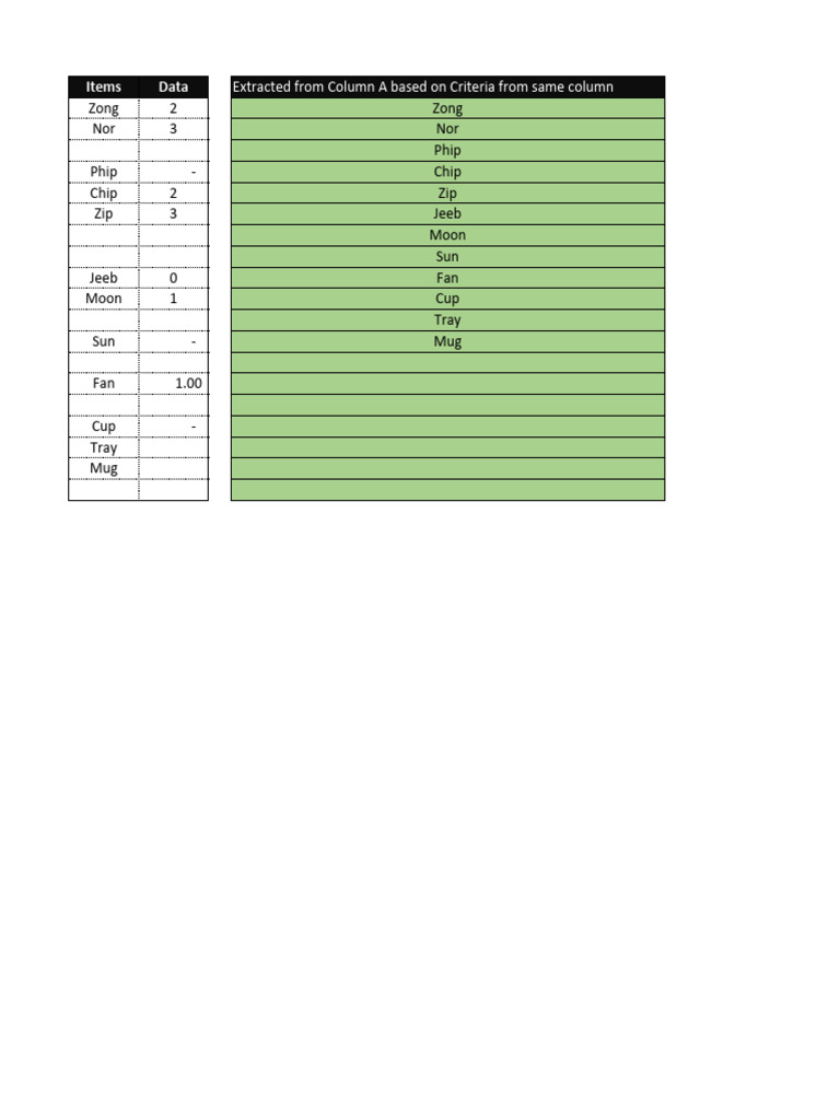 Extract Data From Non Zero Cells Pdf