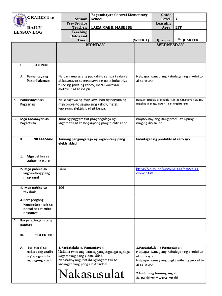 DLL EPP Week 5 | PDF