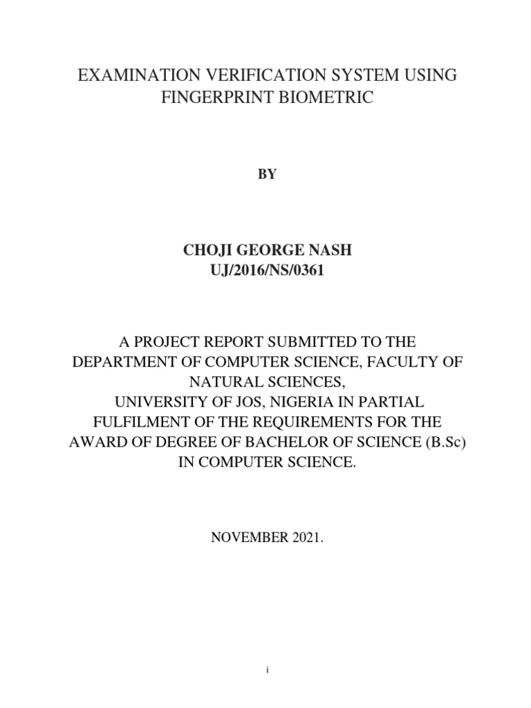 Examination Verification System Using Fingerprint Biometric ...