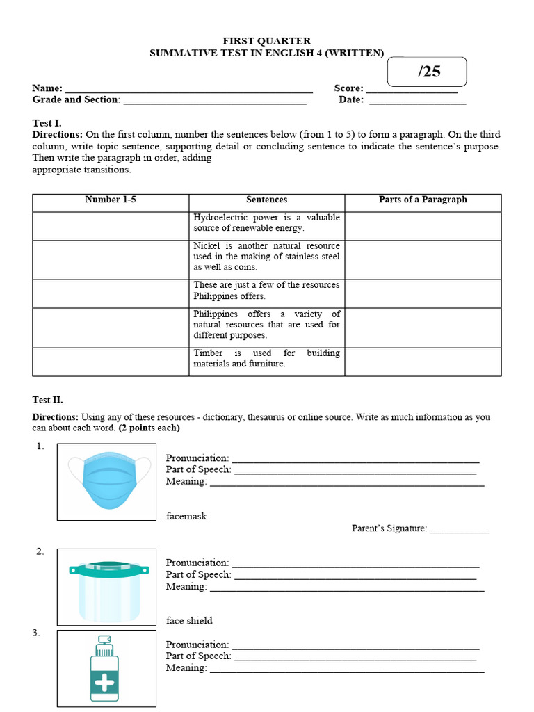 Grade 4 q1 Summative Test | PDF