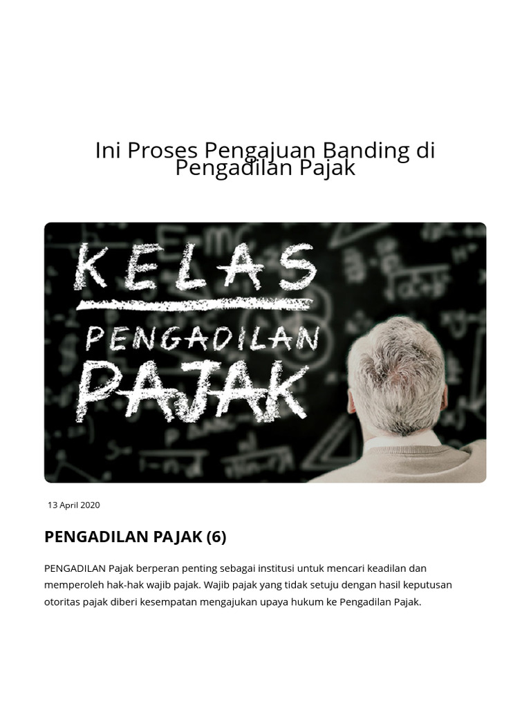 Ini Proses Pengajuan Banding Di Pengadilan Pajak | PDF