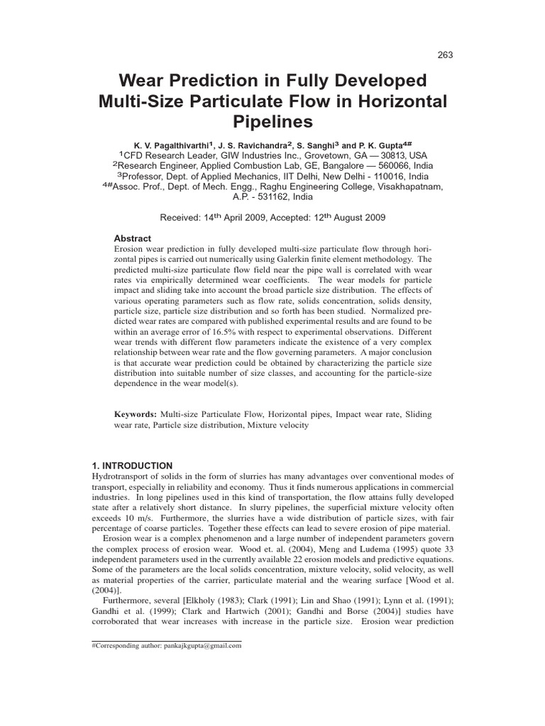 wear in pipes | PDF | Wear | Fluid Dynamics
