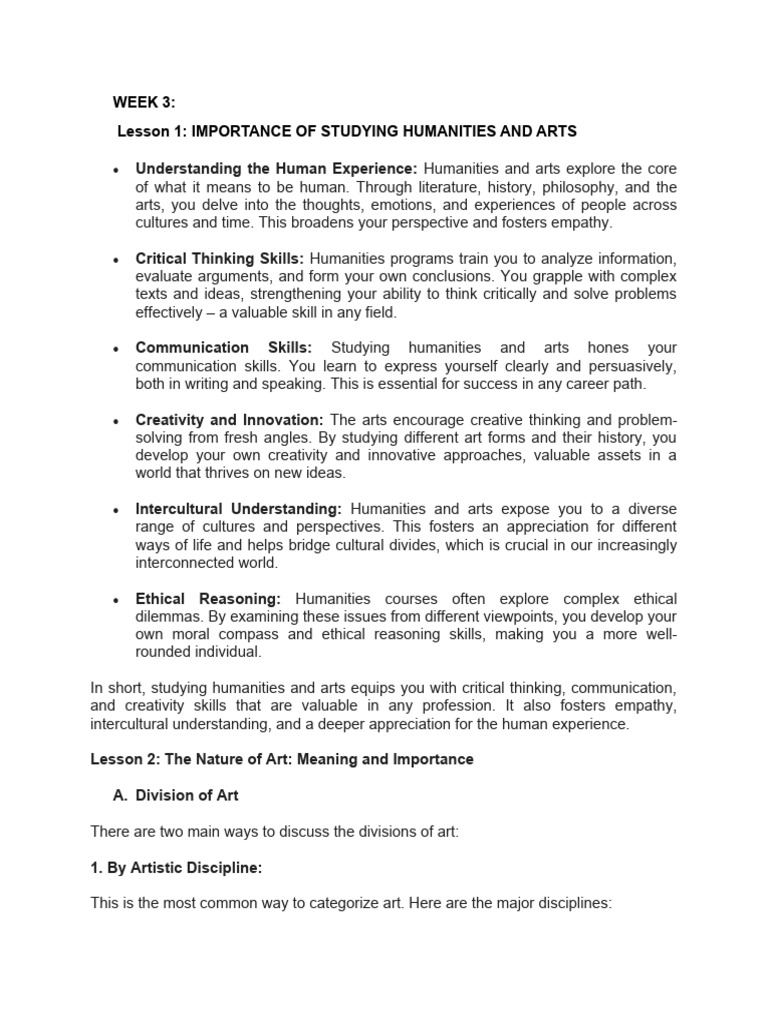 Importance of Arts and Humanities | PDF
