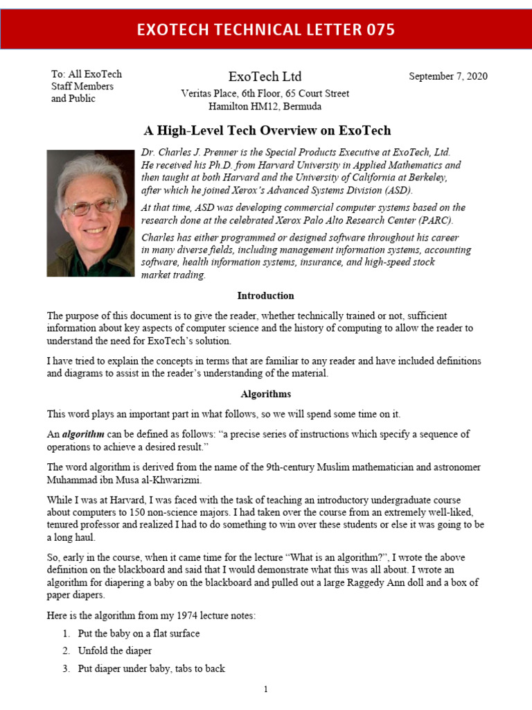 425 Technical Letter 75-996 High Level Tech Overview On ExoTech | PDF ...
