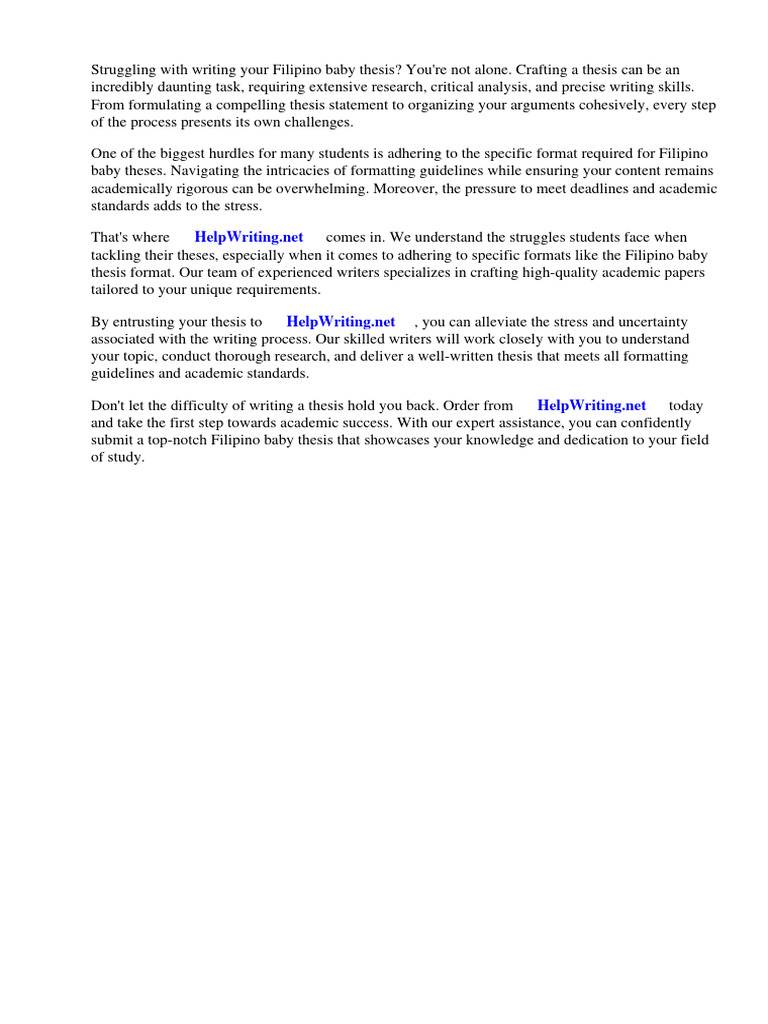 Filipino Baby Thesis Format | PDF | Tagalog Language | Thesis