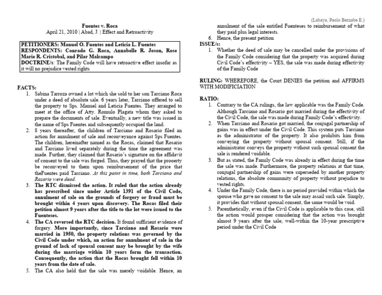 Fuentes V Roca | PDF