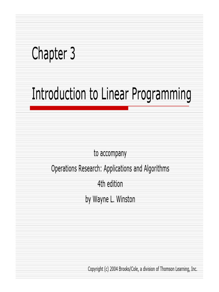 Chapter 3 Winston Operation | PDF | Linear Programming | Mathematical Optimization