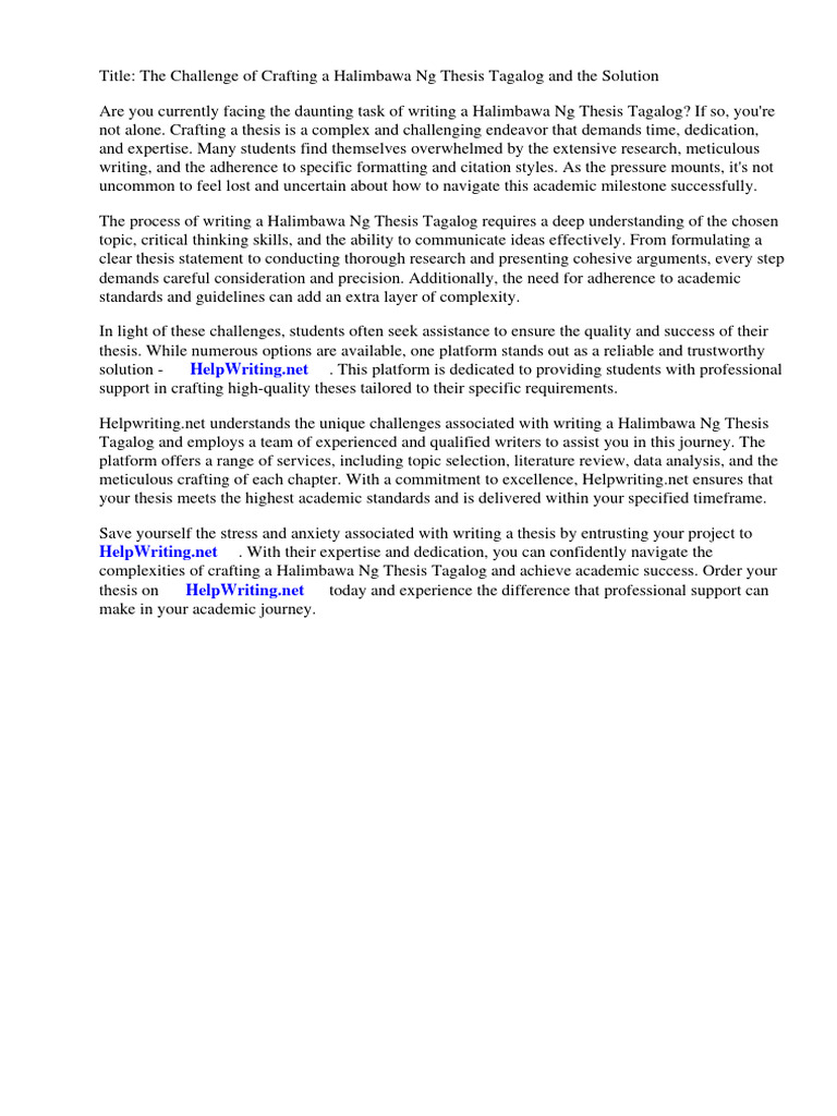 Halimbawa NG Thesis Tagalog | PDF | Tagalog Language | Thesis