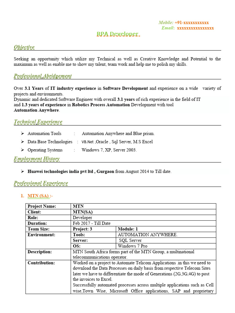 Resume 1 Pdf Databases Automation