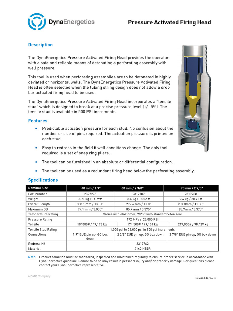 55e5ab90870a4 T050 TCP Firing Head Pressure Activated | PDF | Pressure ...