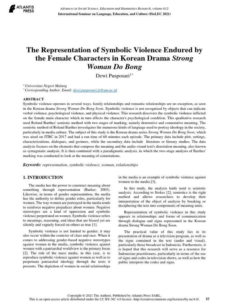 The Representation of Symbolic Violence Endured by The Female ...
